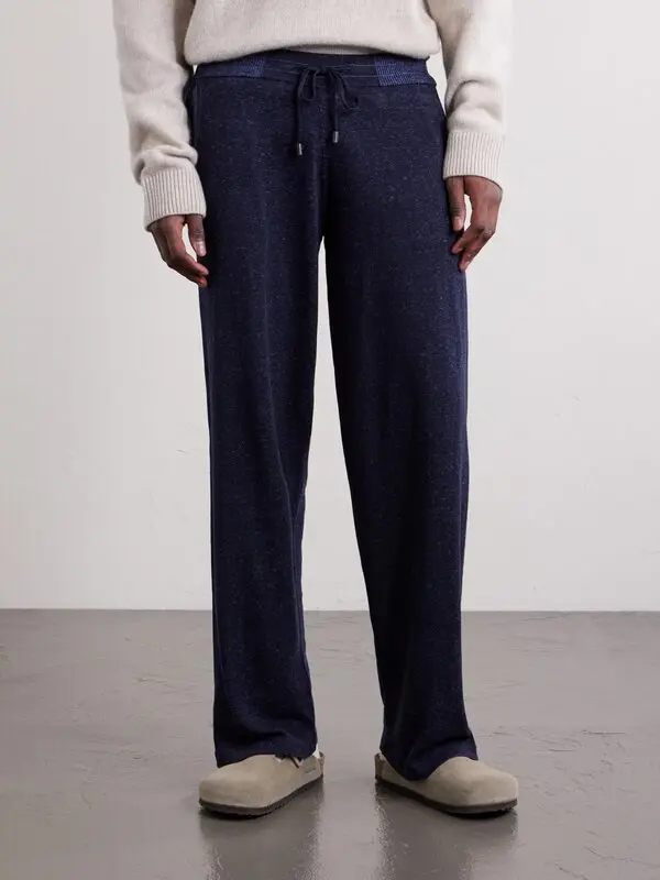 PIACENZA CASHMERE 1733 Straight-leg Silk And Linen-blend Drawstring Sweatpants