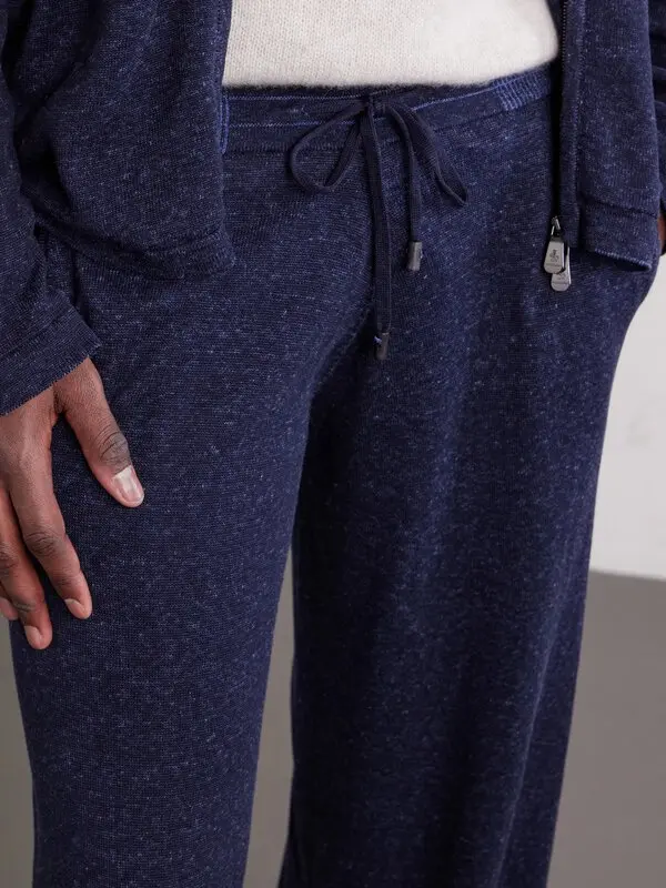 PIACENZA CASHMERE 1733 Straight-leg Silk And Linen-blend Drawstring Sweatpants