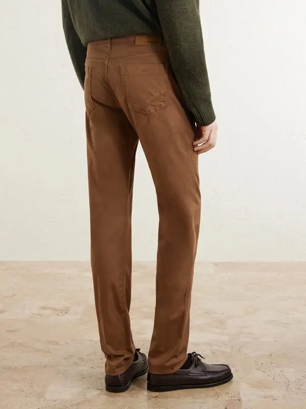 SLOWEAR Slim-fit Stretch Cotton-blend Gabardine Trousers