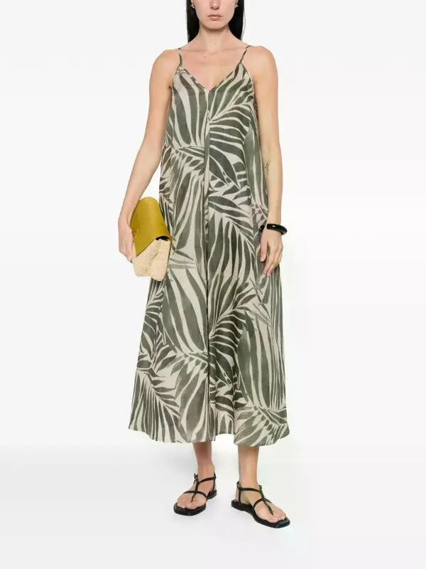 PENNYBLACK Leaf-print V-neck Midi Dress