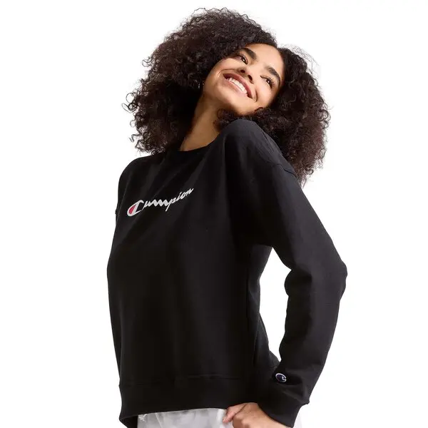 Champion Powerblend Crewneck Sweatshirt With Script Logo - Black