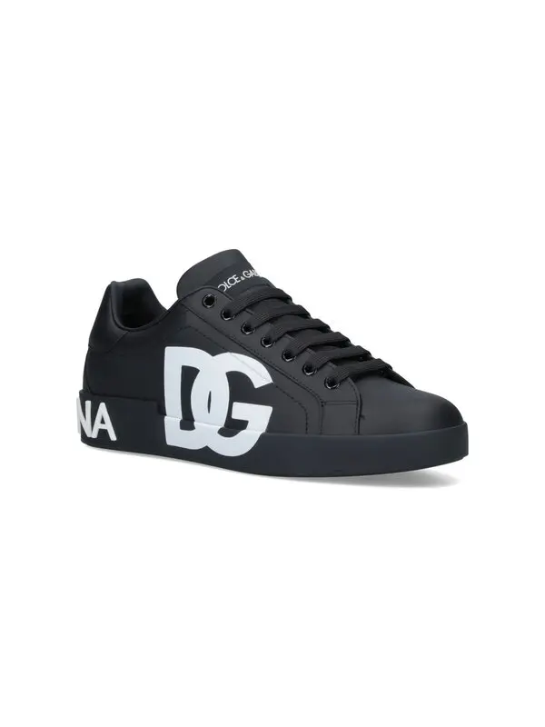 Dolce & Gabbana Portofino Calfskin Sneakers - Black