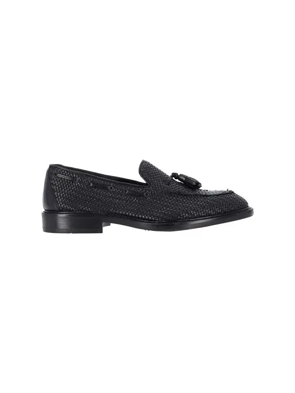 ALEXANDER HOTTO Woven Leather Loafers - Black