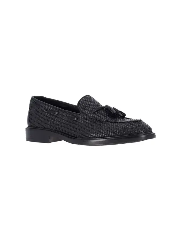 ALEXANDER HOTTO Woven Leather Loafers - Black