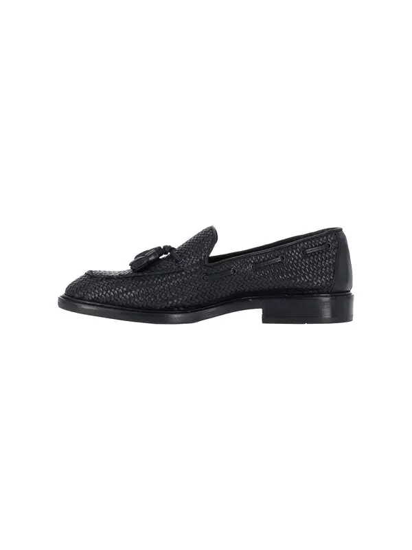 ALEXANDER HOTTO Woven Leather Loafers - Black