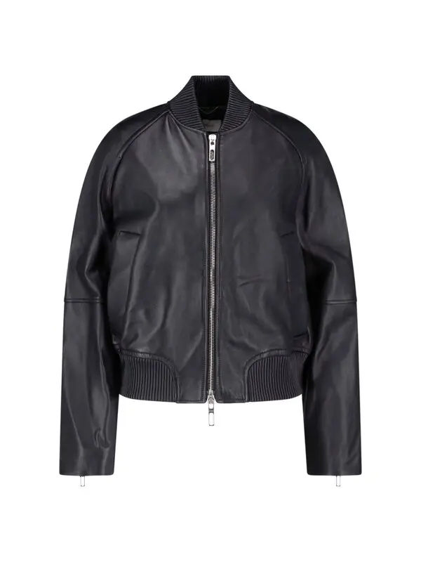 Sportmax Róhe Lambskin Leather Jacket With Classic Collar - Black
