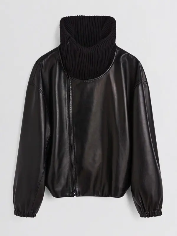 Phoebe Philo Sportmax Lambskin Bomber Jacket - Black
