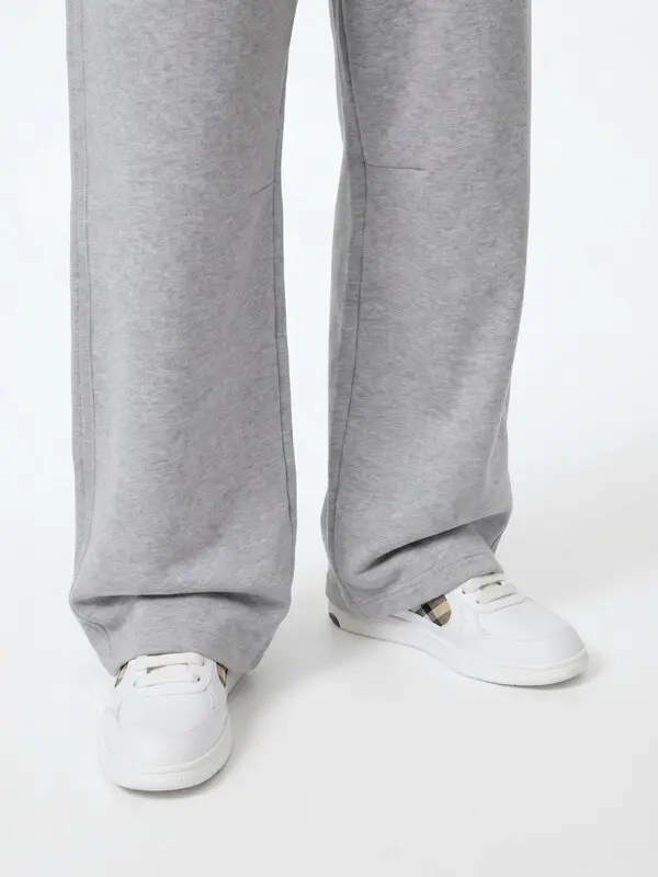 Burberry Terrace Calfskin Sneakers With Check Detail - White