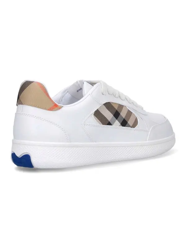 Burberry Terrace Calfskin Sneakers With Check Detail - White