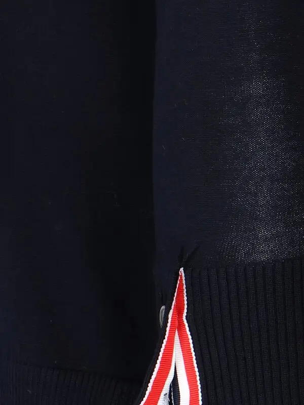 Thom Browne 4-bar Crew Neck Sweater With Button Cuffs - Blue