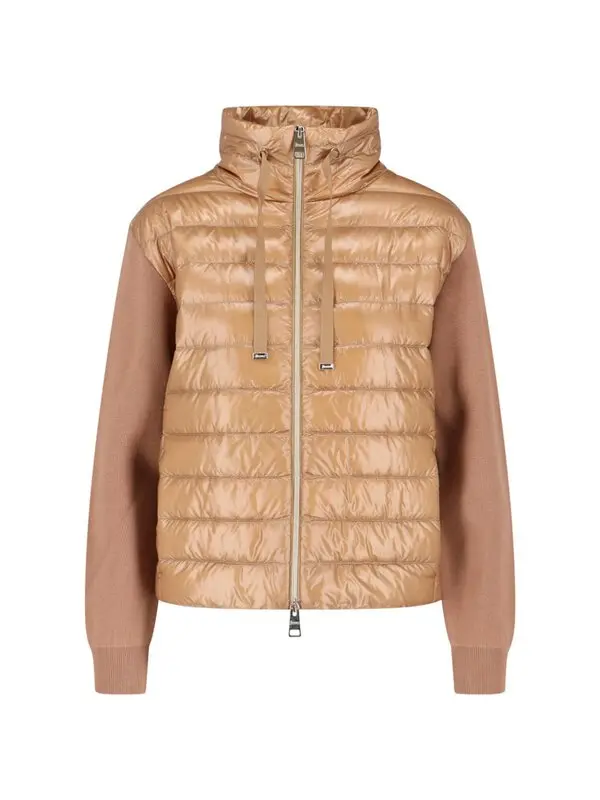 Herno Knitted And Nylon Puffer - Brown