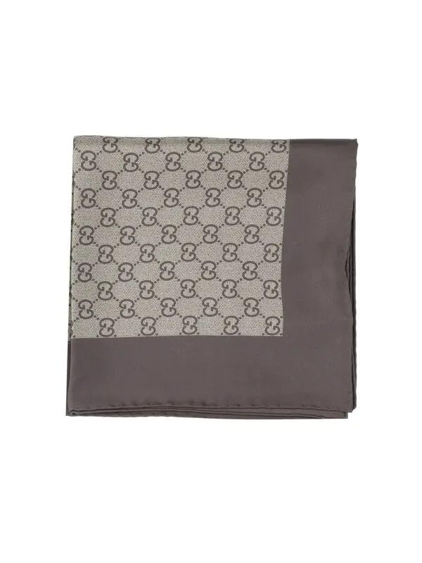 Gucci Silk Scarf "gg - Brown