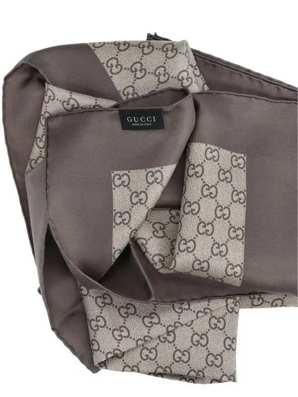 Gucci Silk Scarf "gg - Brown