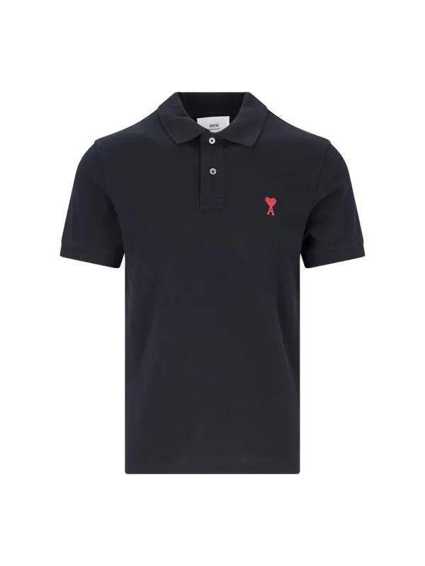 AMI Paris Logo Polo - Black