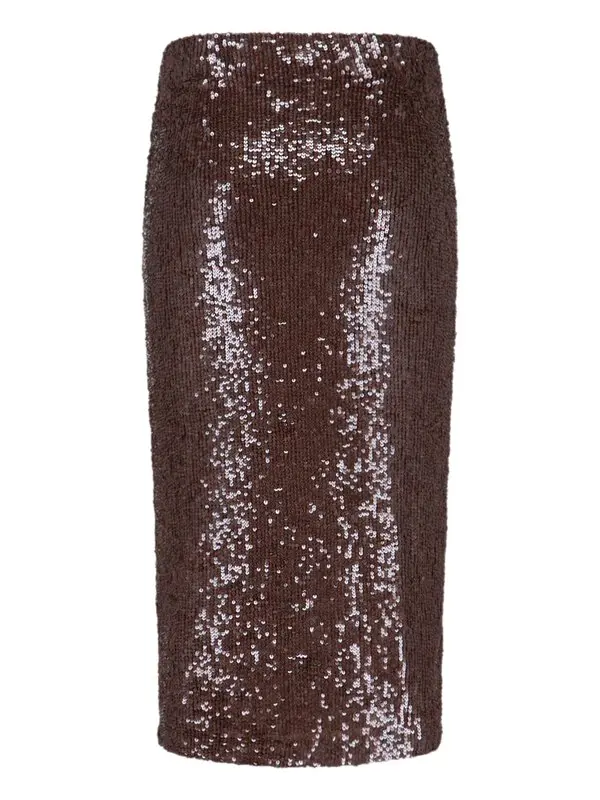P.a.r.o.s.h Paillettes Midi Skirt - Brown