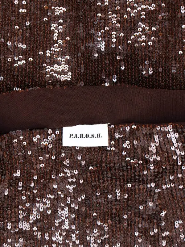 P.a.r.o.s.h Paillettes Midi Skirt - Brown