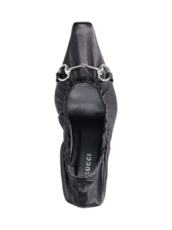 Gucci Vittoria" Ruched Leather Pumps - Black