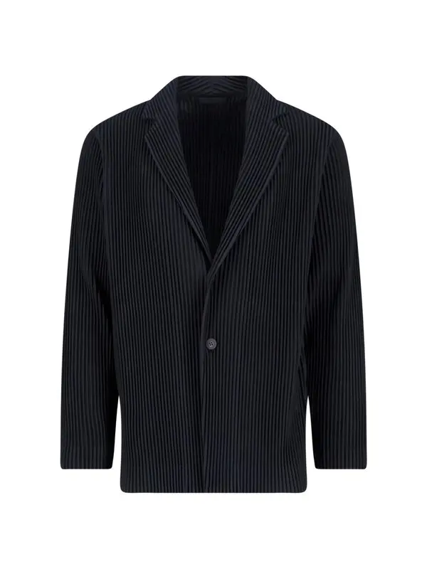 HOMME PLISSE Pleated Single-breasted Blazer