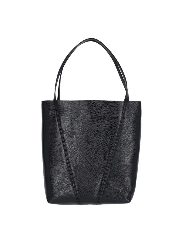 Chloé Spin" Tote Bag With Gold Chain Detail - Black