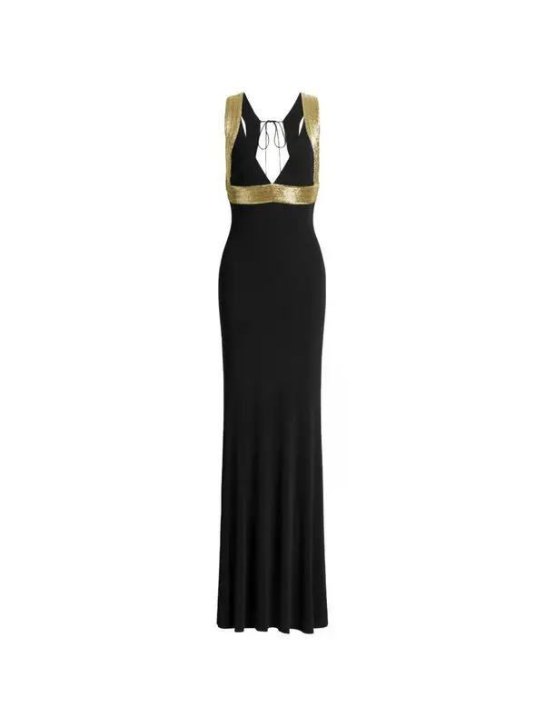 Alberta Ferretti V-neck Maxi Dress - Black
