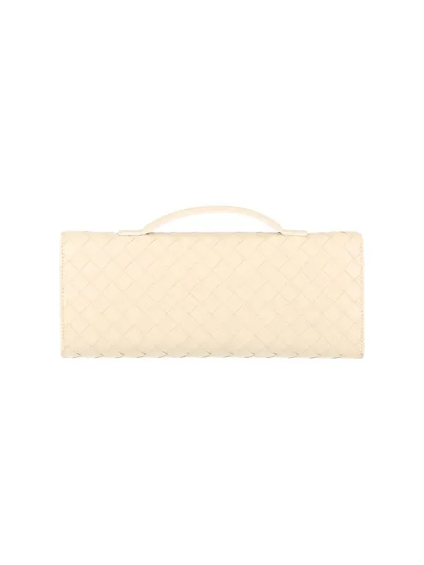 Bottega Veneta Andiamo" Clutch In Lambskin With Gold Metal Detail - White