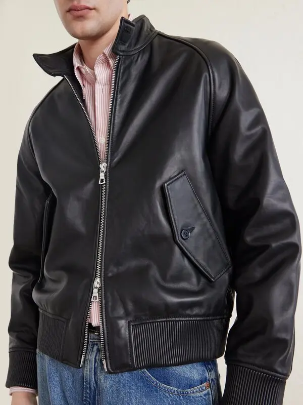 Officine Générale Camron Leather Bomber Jacket