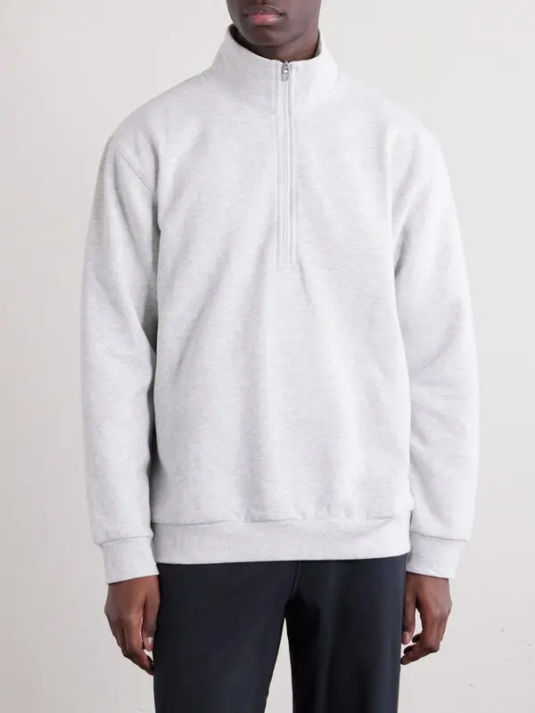 Lululemon Steady State Cotton-blend Jersey Half-zip Sweatshirt