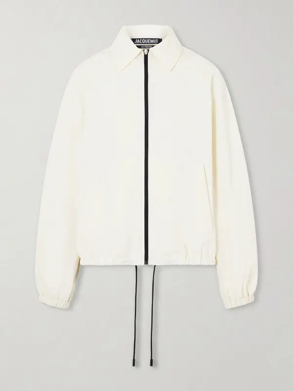 Jacquemus Logo-embroidered Shell Bomber Jacket - White