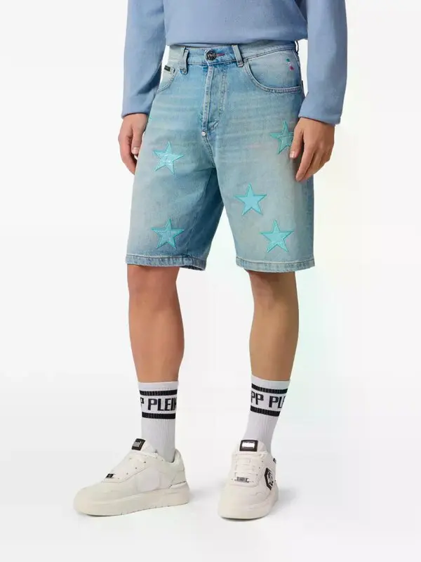 Philipp Plein Star Patch Denim Bermuda Shorts