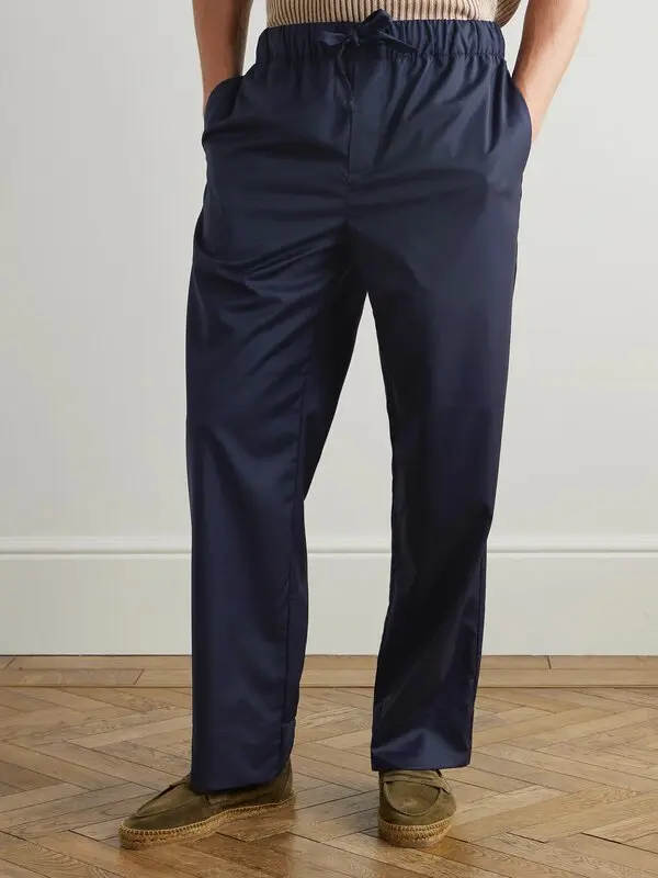 Frescobol Carioca Luan Straight-leg Wool Drawstring Trousers - Blue