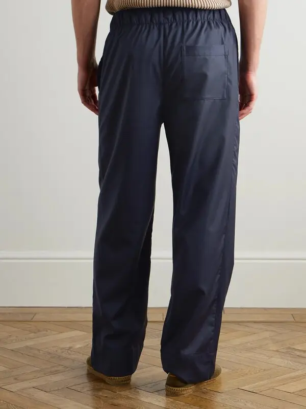 Frescobol Carioca Luan Straight-leg Wool Drawstring Trousers - Blue