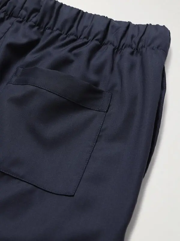 Frescobol Carioca Luan Straight-leg Wool Drawstring Trousers - Blue