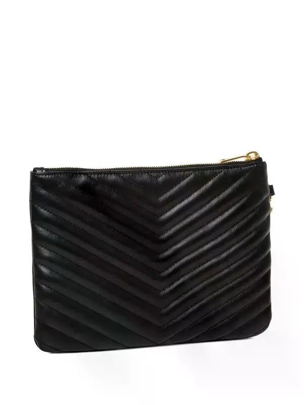 Saint Laurent Cassandre Quilted Leather Wristlet - Black