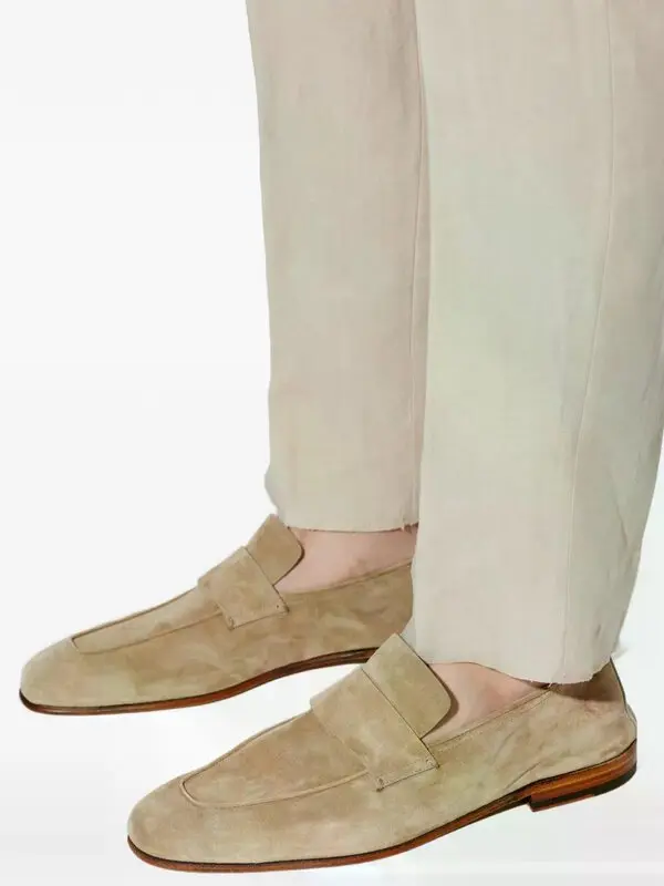Eleventy Suede Strap Loafers