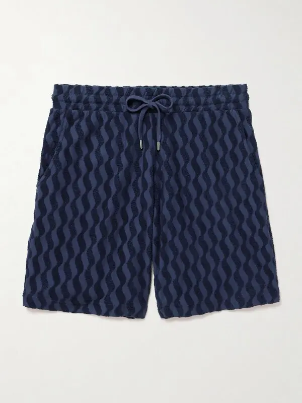 Frescobol Carioca Augusto Cotton-blend Terry Drawstring Shorts - Blue