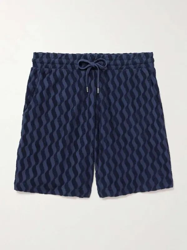 Frescobol Carioca Augusto Cotton-blend Terry Drawstring Shorts - Navy