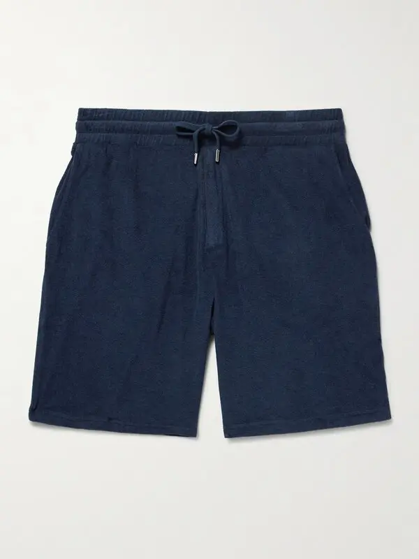 Frescobol Carioca Augusto Straight-leg Terry Drawstring Shorts - Blue