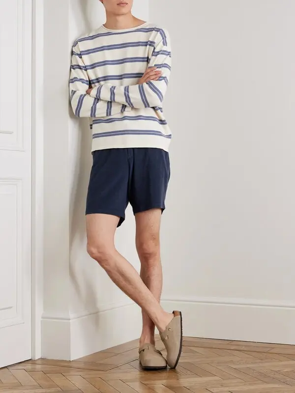 Frescobol Carioca Augusto Straight-leg Terry Drawstring Shorts - Blue