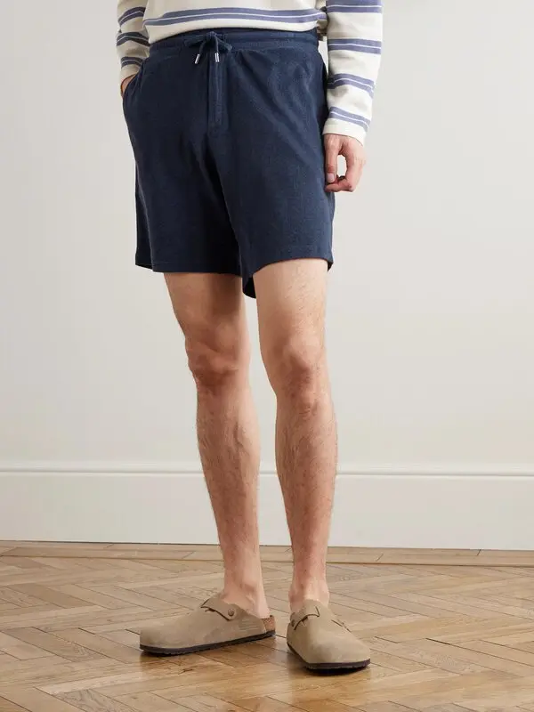 Frescobol Carioca Augusto Straight-leg Terry Drawstring Shorts - Blue
