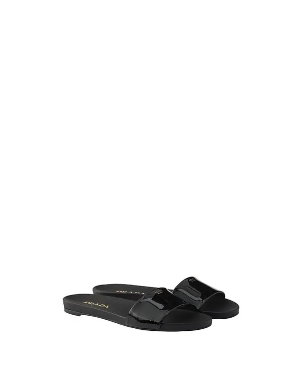 Prada Patent Leather Slides - Black