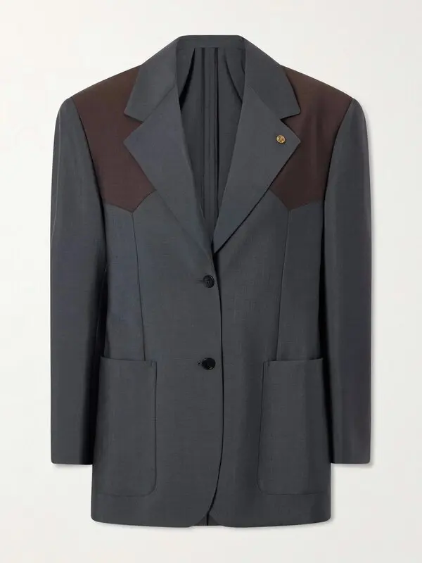 Versace Wool And Mohair-blend Blazer - Gray