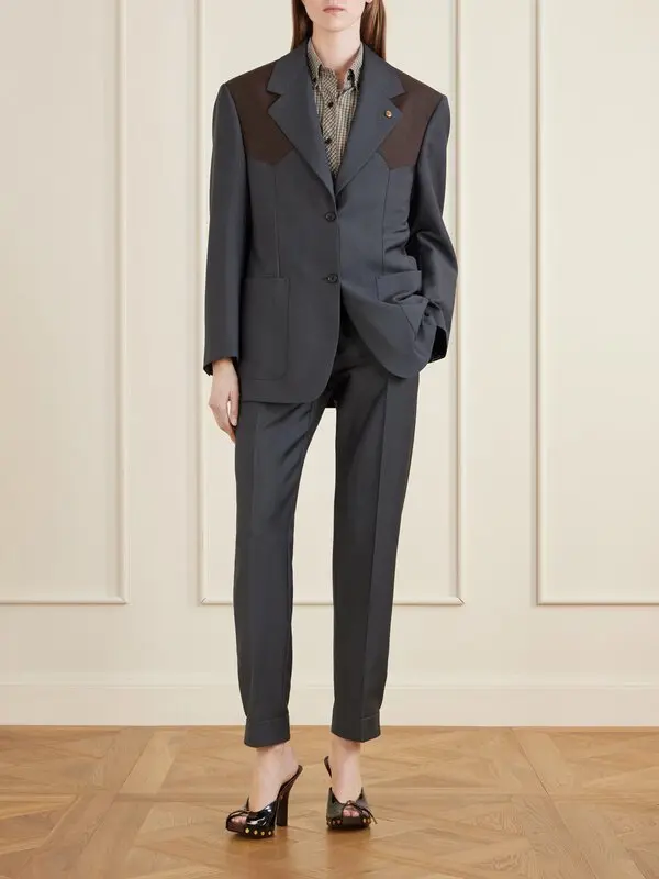 Versace Wool And Mohair-blend Blazer - Gray