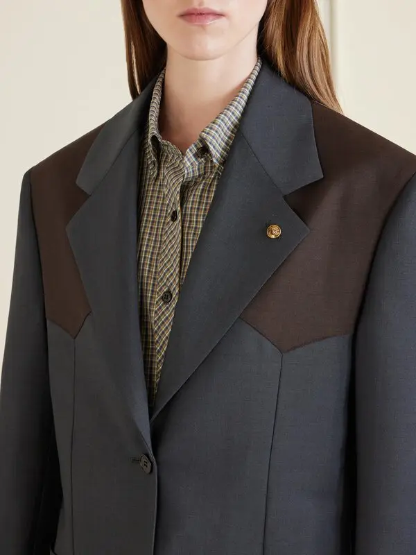 Versace Wool And Mohair-blend Blazer - Gray