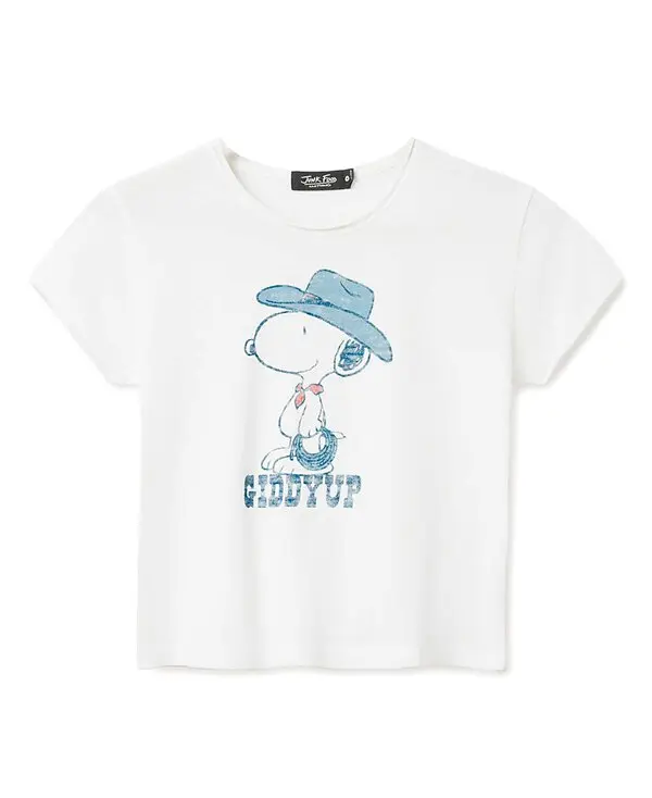 Junk Food Clothing Giddy Up Snoopy Vintage Baby Tee - Vintage White