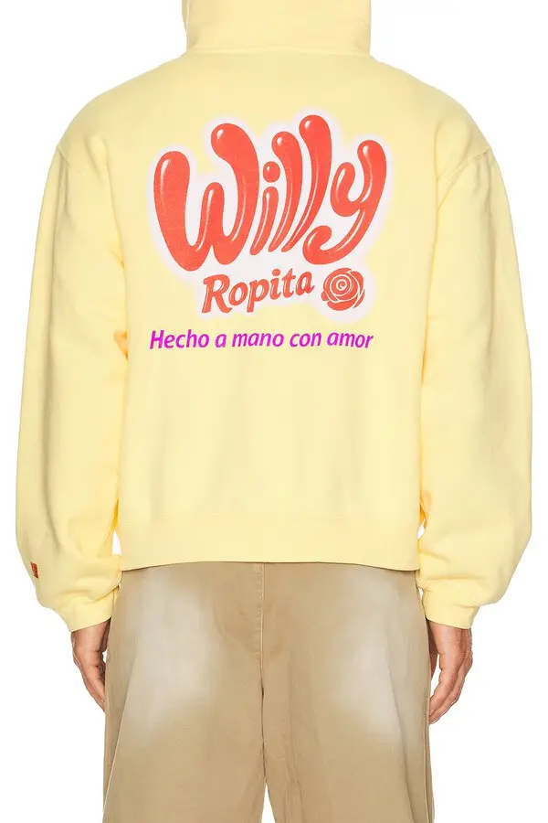 WILLY CHAVARRIA Ropita Shrunken Zip-through Hoodie - Butter