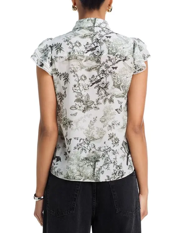 Alice + Olivia Minda Ruffle Sleeve Blouse
