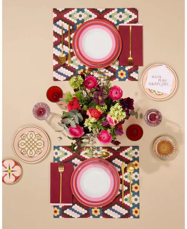 La DoubleJ Soup Plates, Set Of 2 9" X 9 - Rainbow Pink