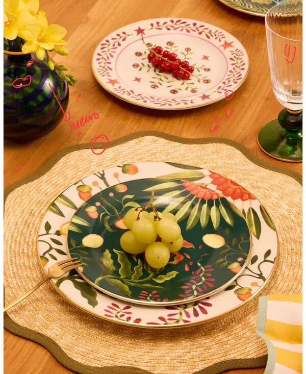 La DoubleJ Straw Cloud Placemats, Set Of 2 16 - Solid Olive