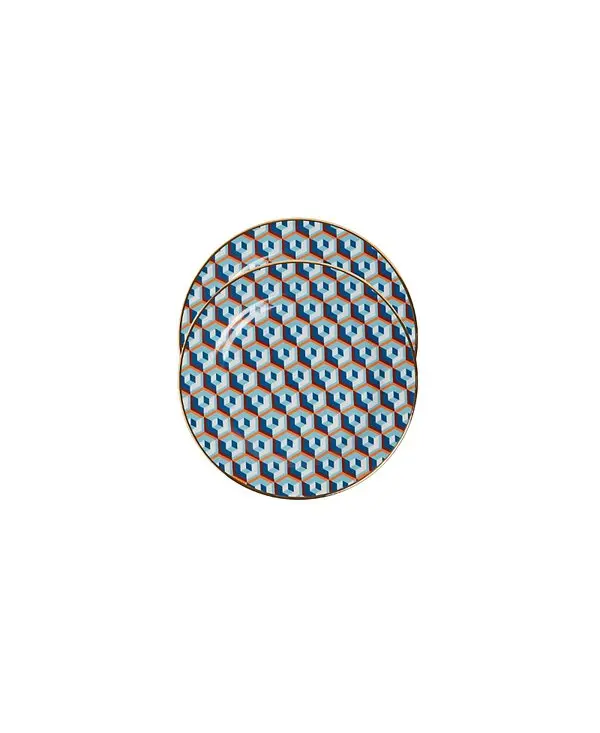 La DoubleJ Dessert Plates, Set Of 2 8" X 8 - Cubi Blue