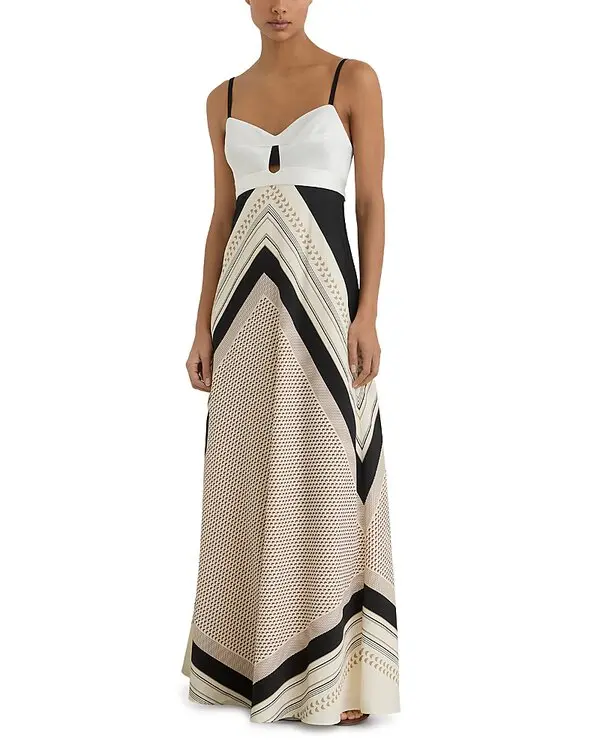 REISS Petites Myra Scarf Print Maxi Dress - Ivory/black